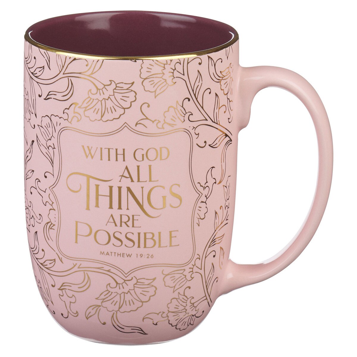 All Things Are Possible Blush Ceramic Coffee Mug - Matthew 19:26 – JMJs ...