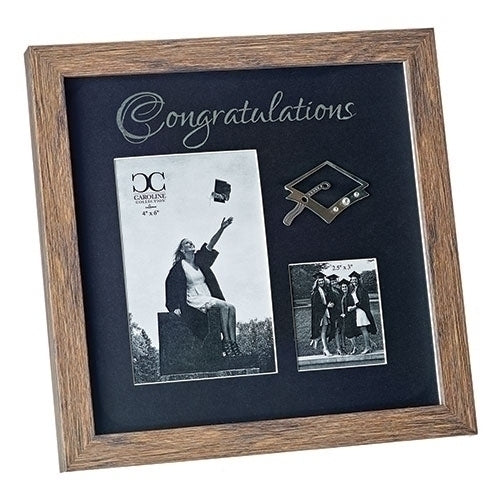 Congratulations Graduation Double Picture Frame Brown 10" – Unique ...