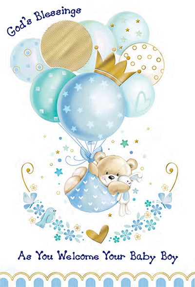 God's Blessings as you Welcome your Baby Boy Birthday Greeting Card ...
