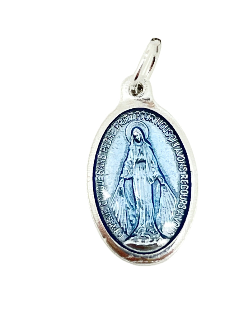 Soft Blue Enamel Miraculous Medal from Lourdes 3/4" – Unique Catholic Gifts