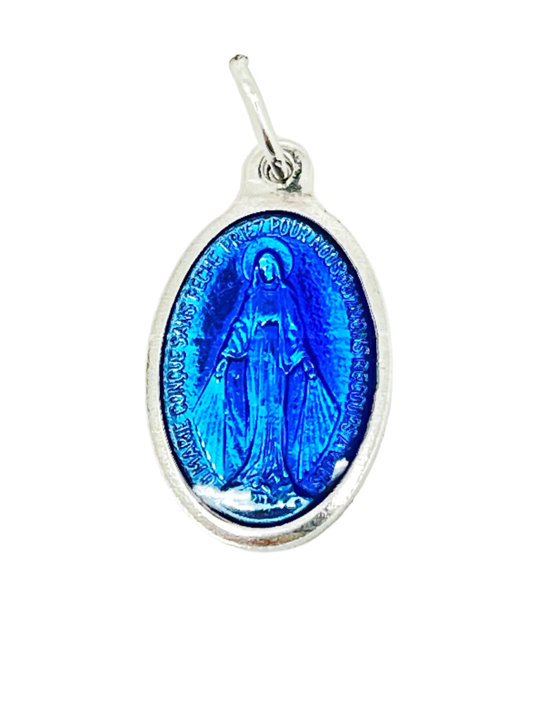 Indigo Blue Enamel Miraculous Medal from Lourdes 3/4" – Unique Catholic Gifts