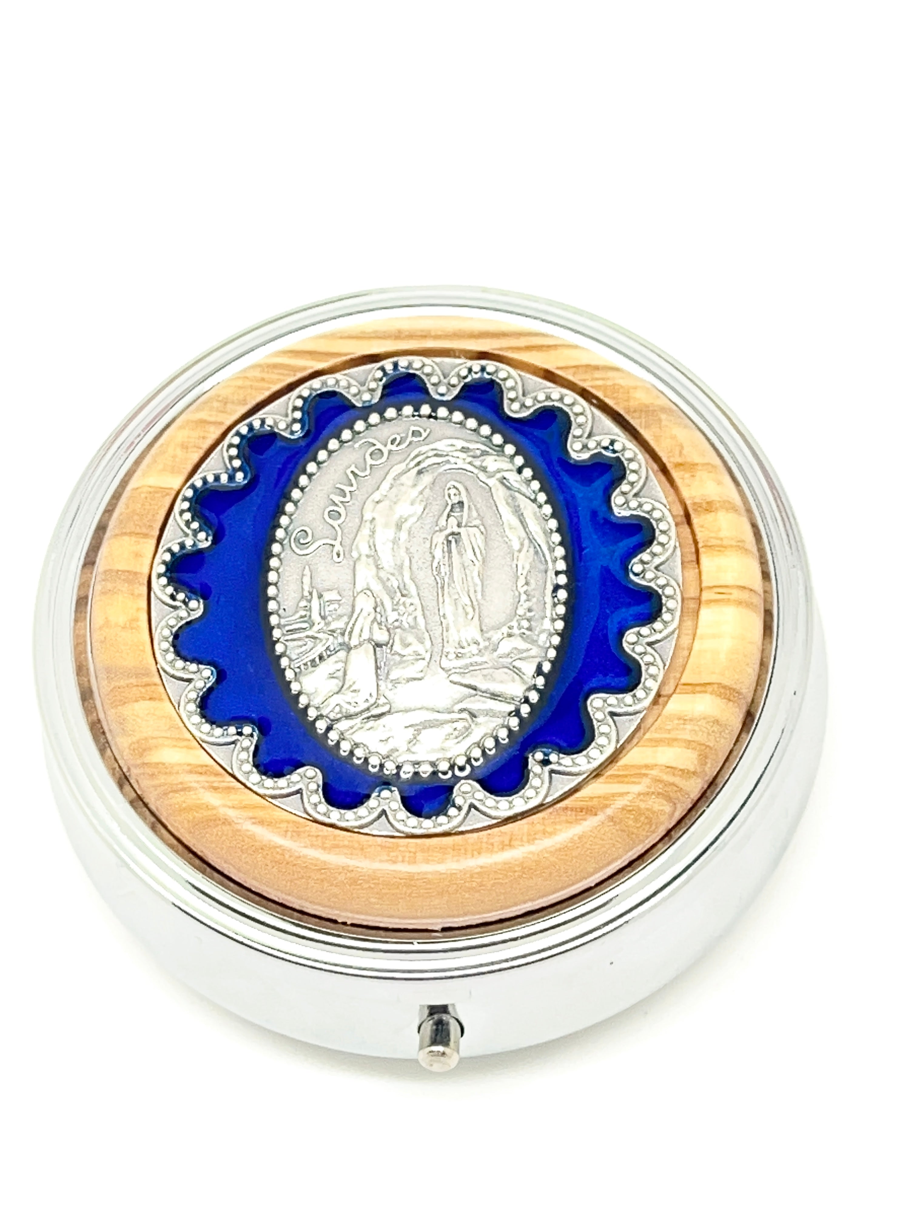 Olive Wood Our Lady of Lourdes Pyx 2" – JMJs Catholic Store, Inc