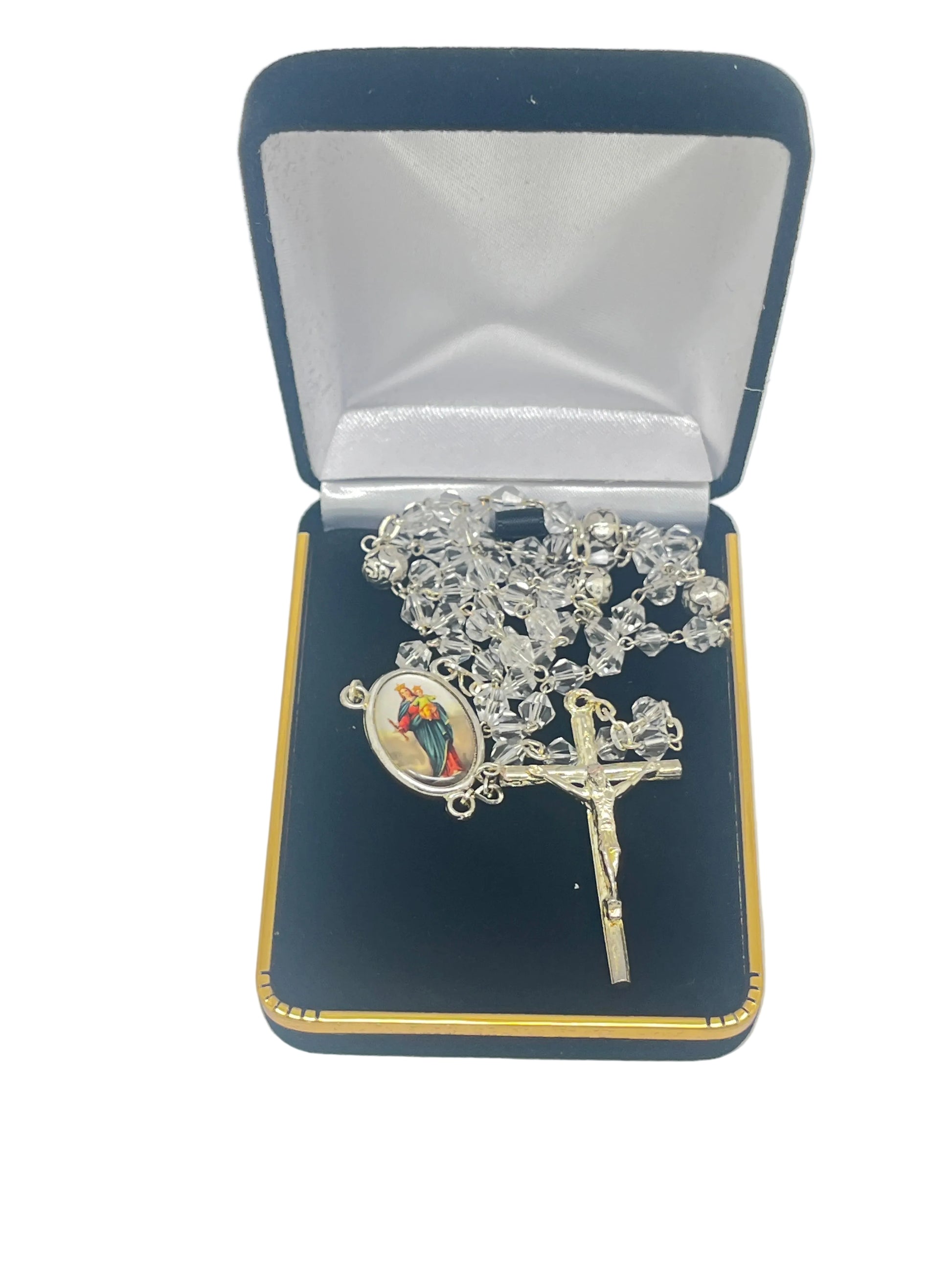 Our Lady Help of Christians/Maria Auxiliadora Clear Crystal Rosary ...