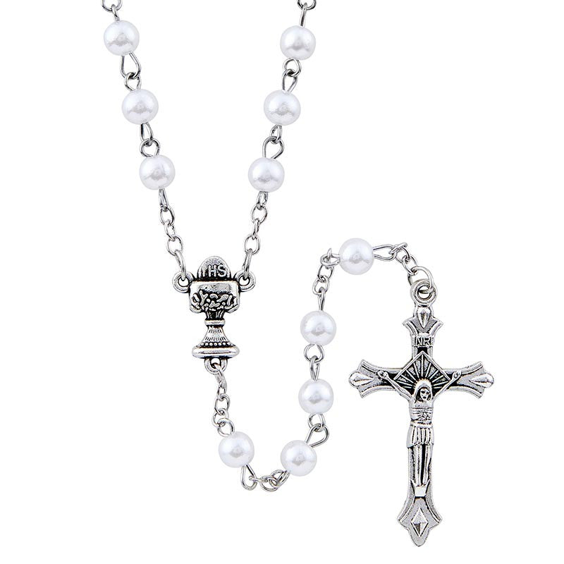 White First Communion Boy Rosary with Bookmark – JMJs Catholic Store, Inc