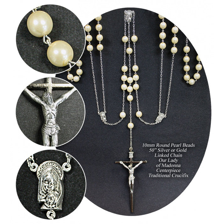 Wedding Lasso Rosary Pearls and and Silver – JMJs Catholic Store, Inc