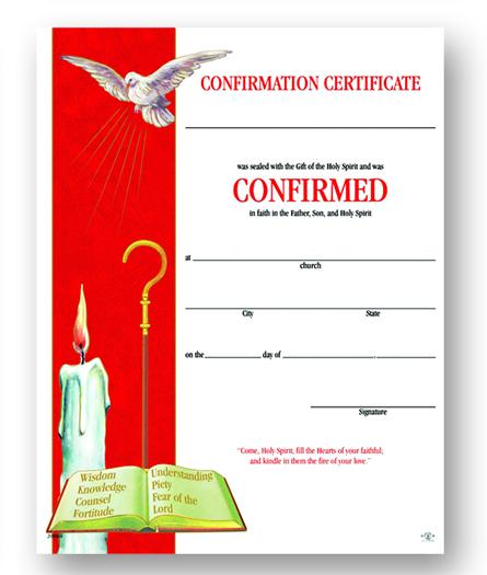 Sacrament Of Confirmation Certificate