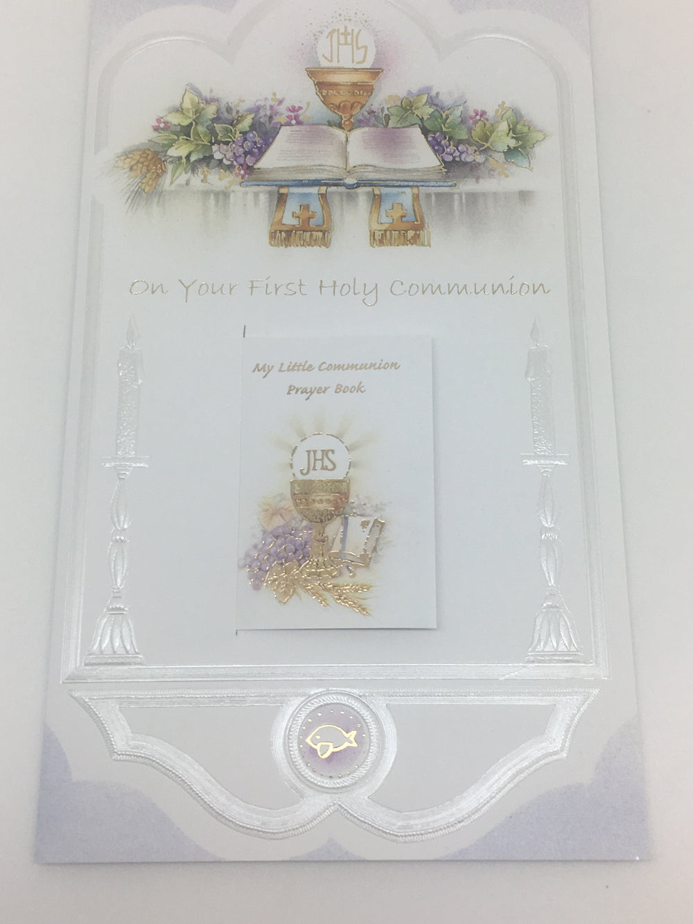 First Holy Communion Greeting Card. (embossed)| Unique Catholic Gifts