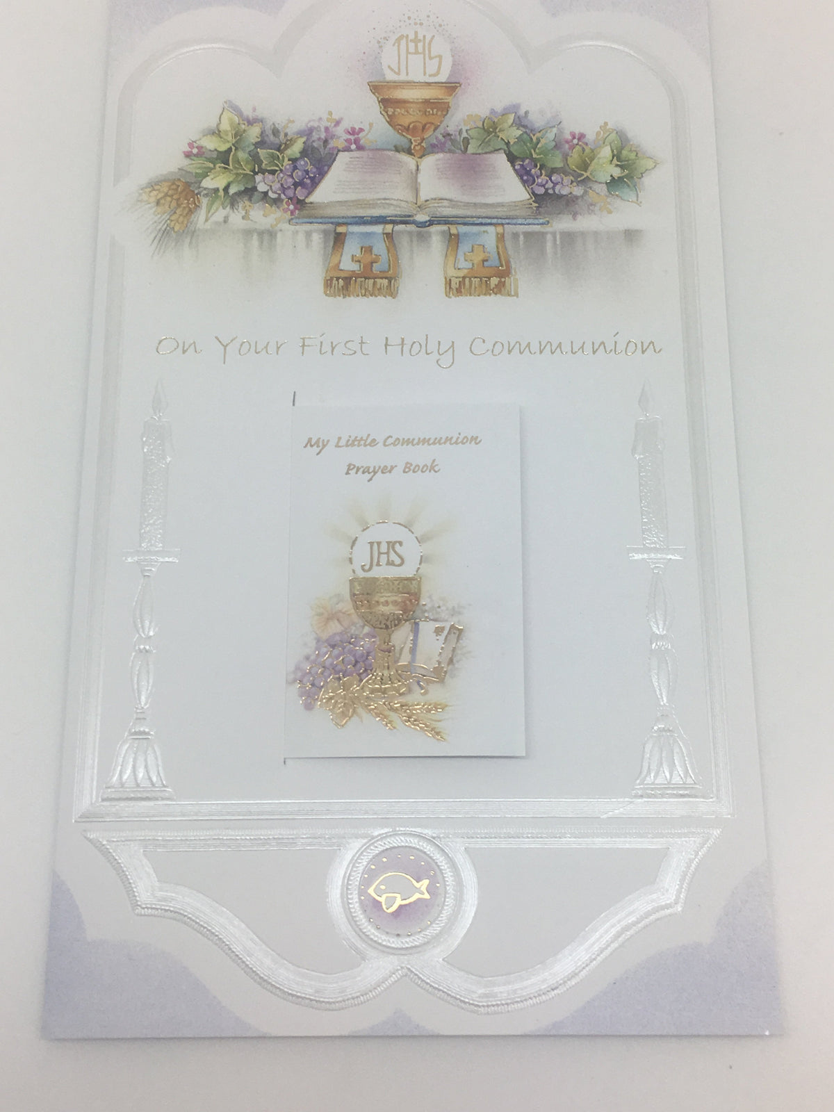 First Holy Communion Greeting Card. (embossed)| Unique Catholic Gifts