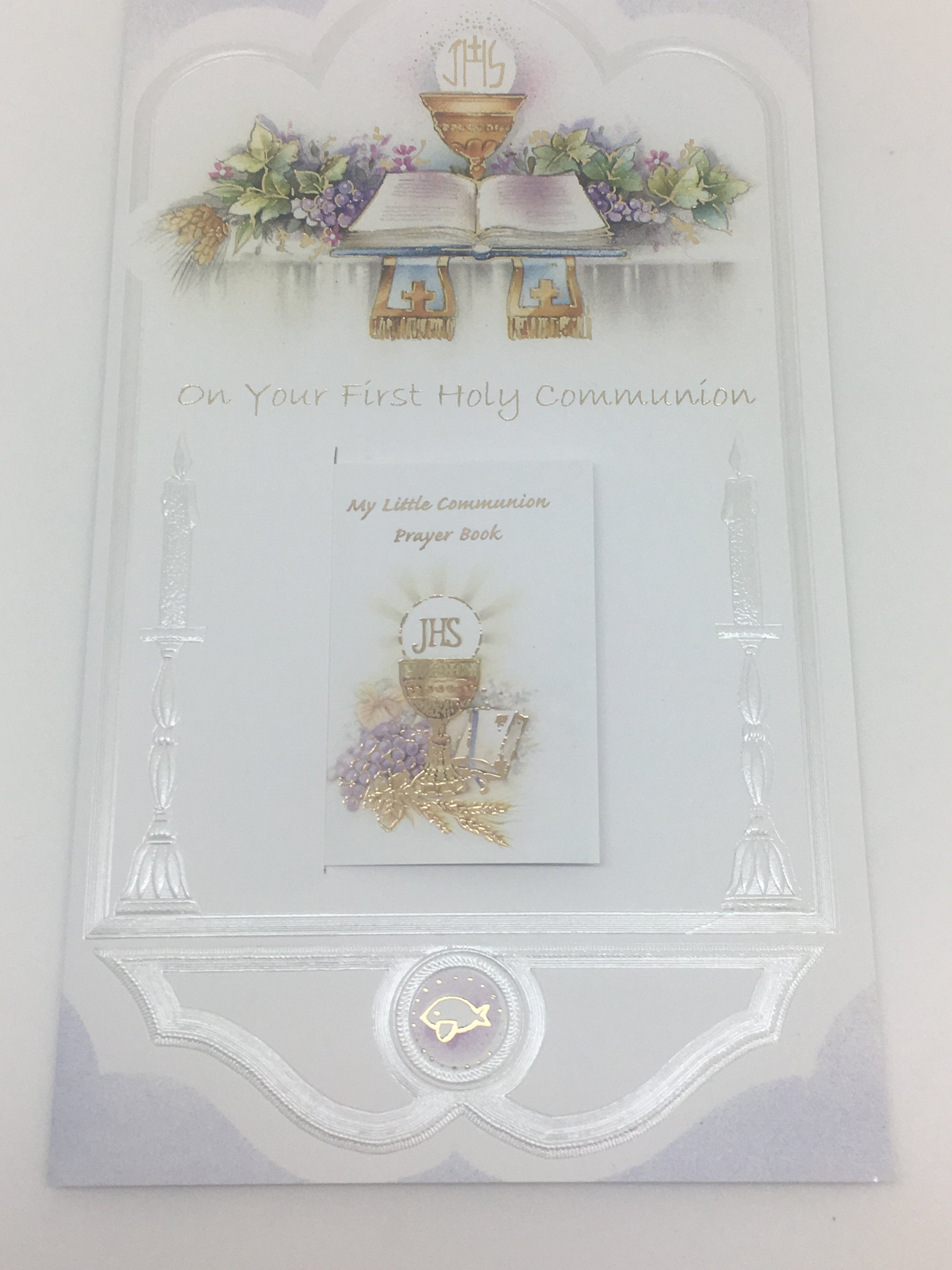 First Holy Communion Greeting Card. (embossed)| Unique Catholic Gifts