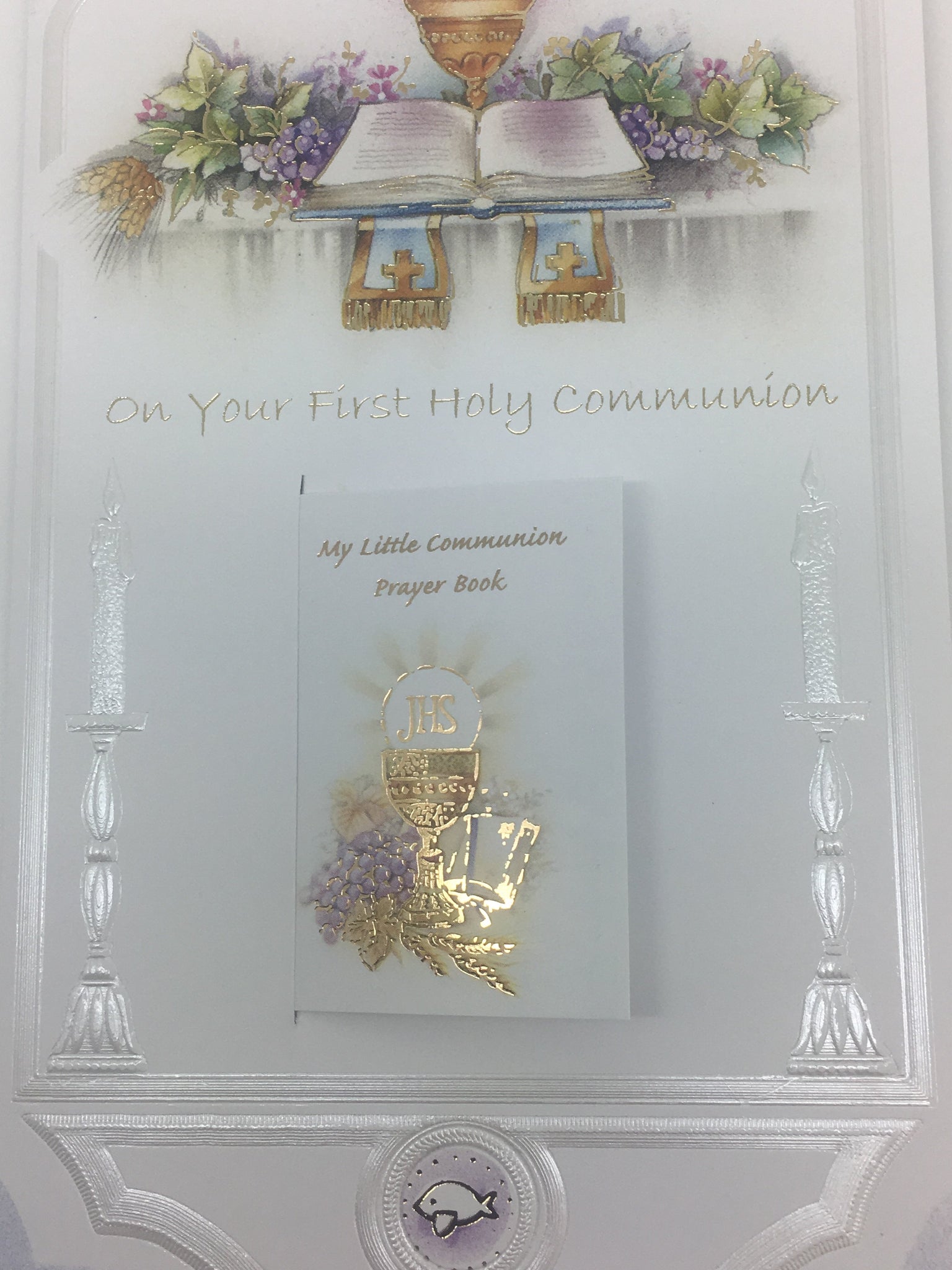 First Holy Communion Greeting Card. (embossed) – Unique Catholic Gifts
