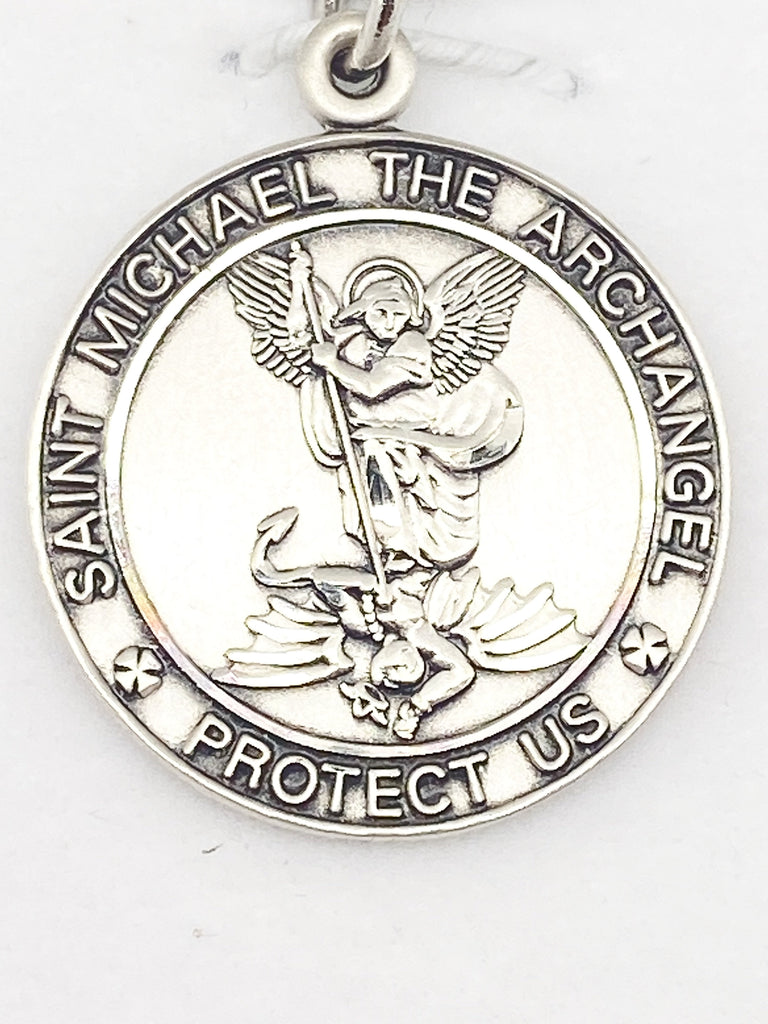 Saint Michael Sterling Silver Round Medal (1") – Unique Catholic Gifts