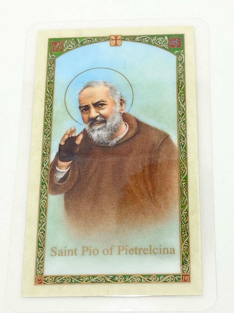 St. Padre Pio Laminated Holy Card – Unique Catholic Gifts