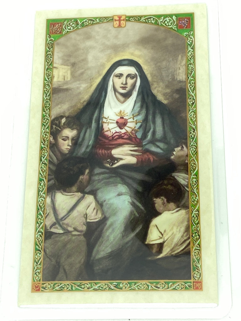 Our Lady of the Seven Sorrows Laminated Holy Card (Plastic Covered ...