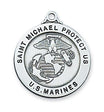Sterling Silver Saint St Michael & US Marines Medal 7/8" with chain ...