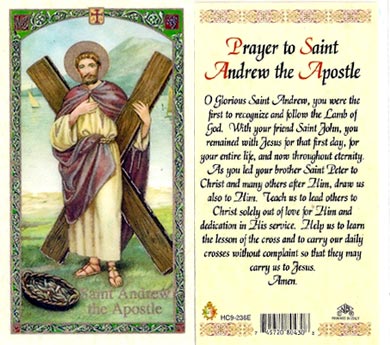 St. Andrew the Apostle Laminated Holy Card (Plastic Covered) – Unique Catholic Gifts