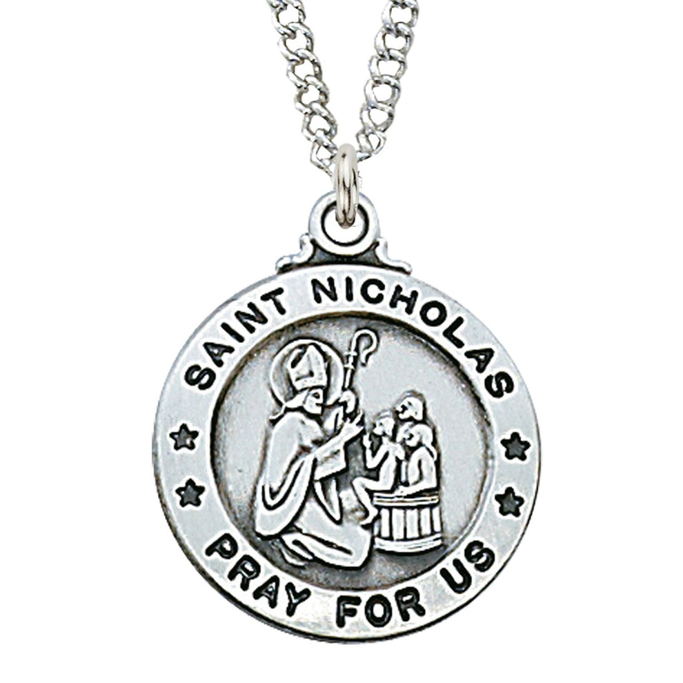 Sterling Silver St Nicholas Medal 3/4" with Chain – JMJs Catholic Store ...