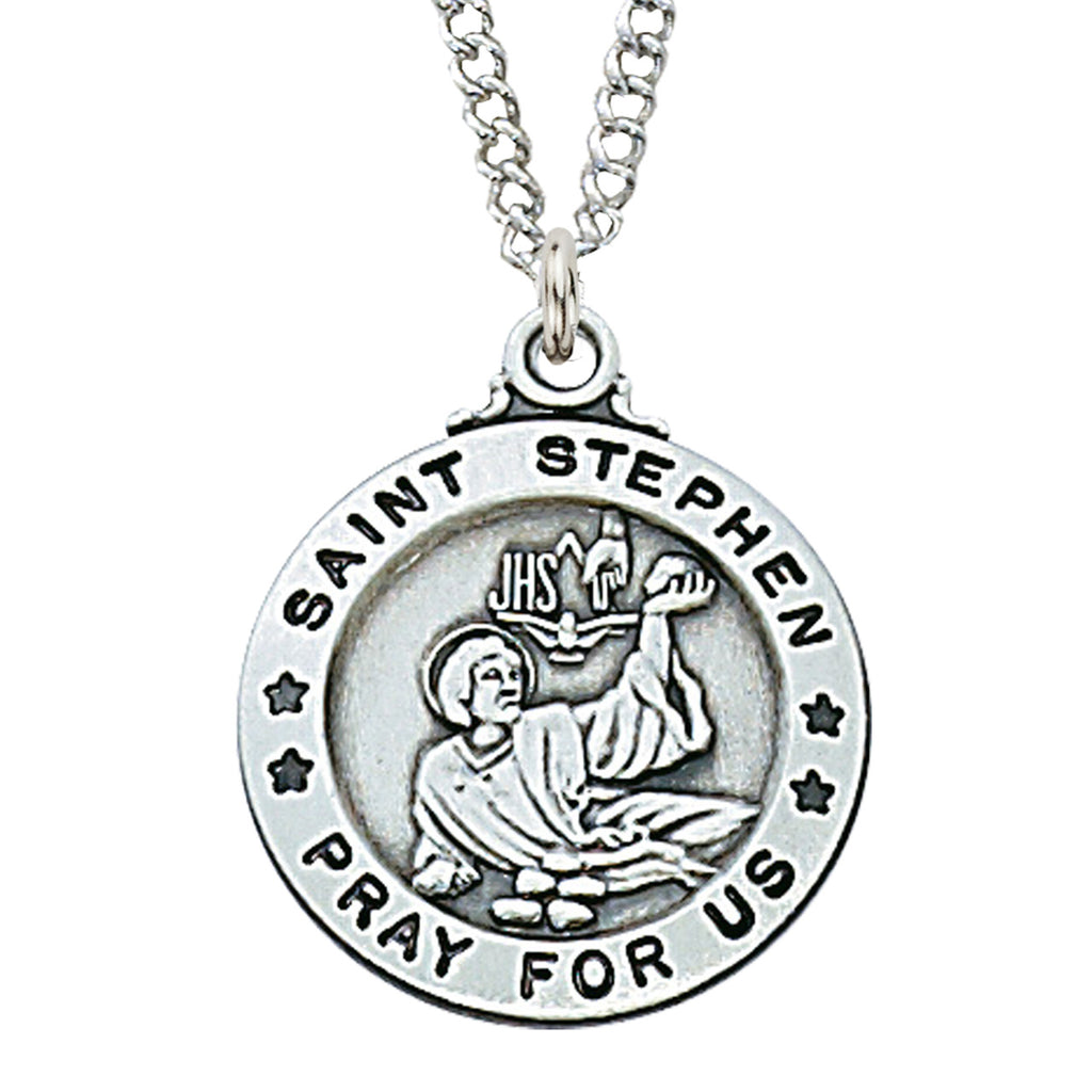 St Stephen Medal Sterling Silver 3/4" – Unique Catholic Gifts