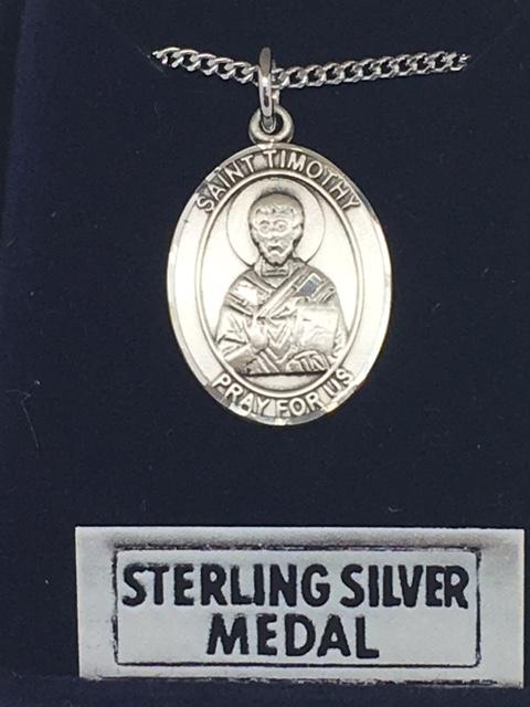 Sterling Silver St. Timothy Medal (Patron Saint of Stomach Disorders ...